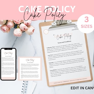 Editable Cake Contract, Cake Contract Form, Cake Terms and Conditions ...