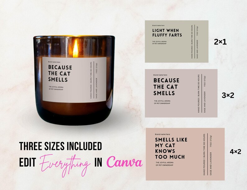Modern Bold Candle Label Template, Printable Canva Candle Label Design ...
