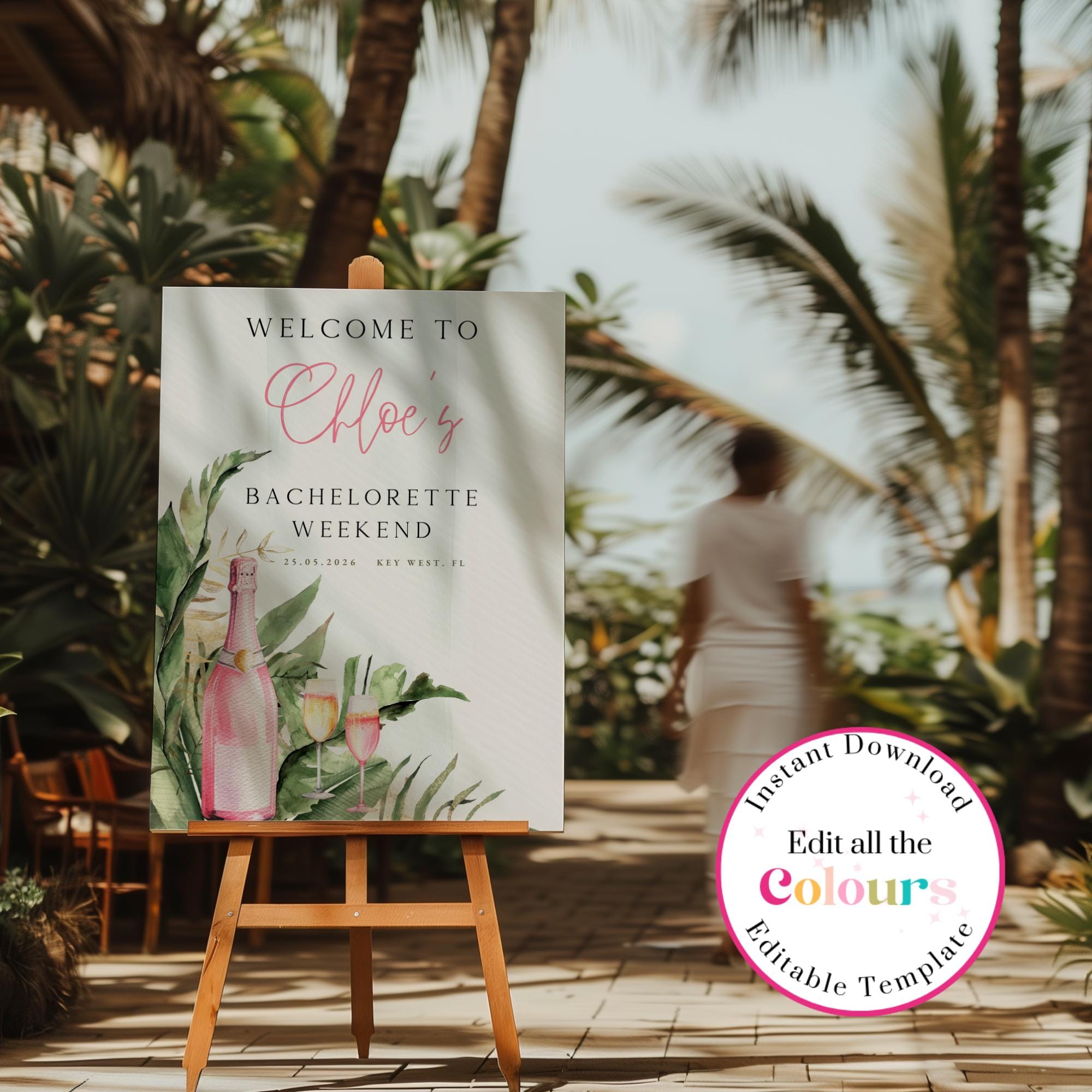 Tropical Bachelorette Welcome Sign Template, Beach Bachelorette Welcome ...