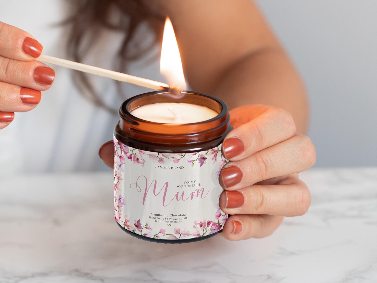 Floral Mother's Day Candle Label: Editable Template (digital Download ...