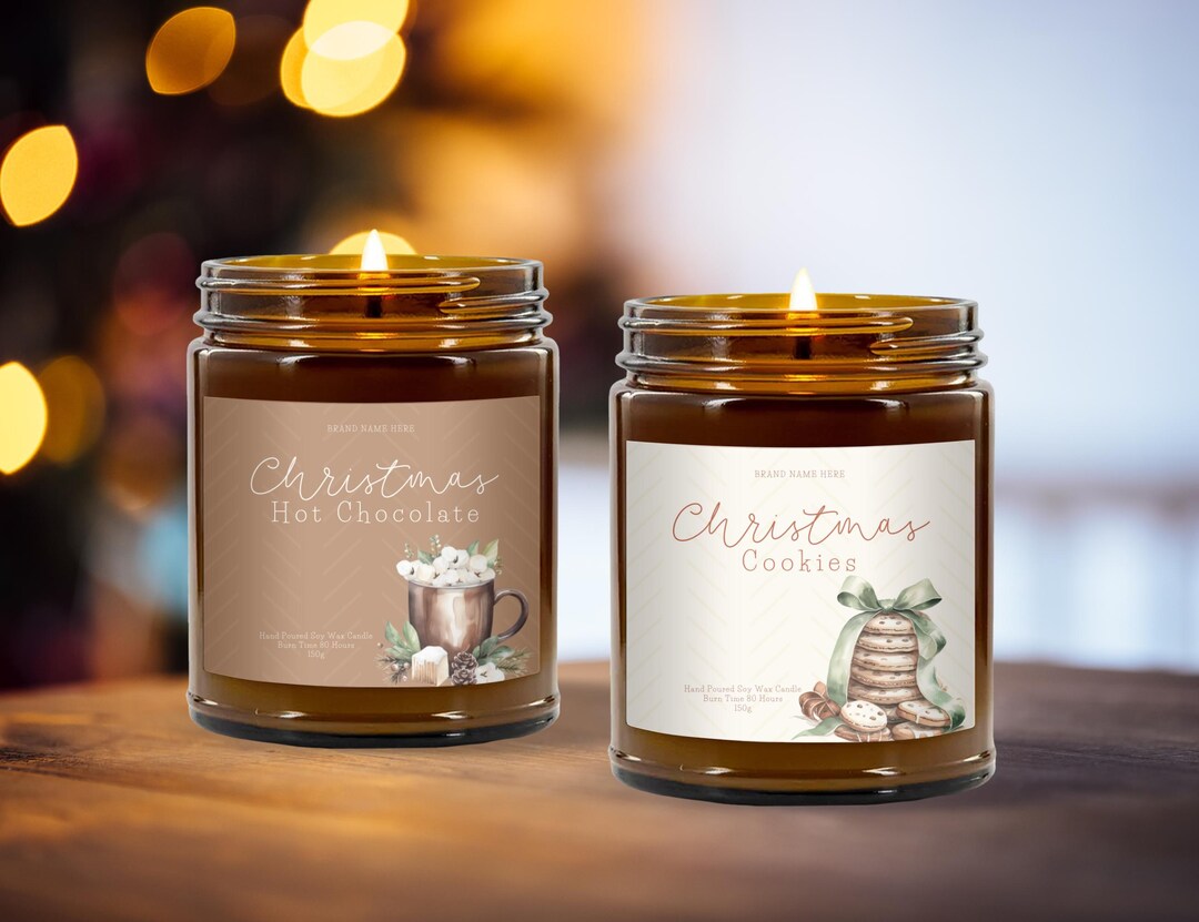 Candle Label Canva Template, Holiday Modern Jar Label, Christmas ...