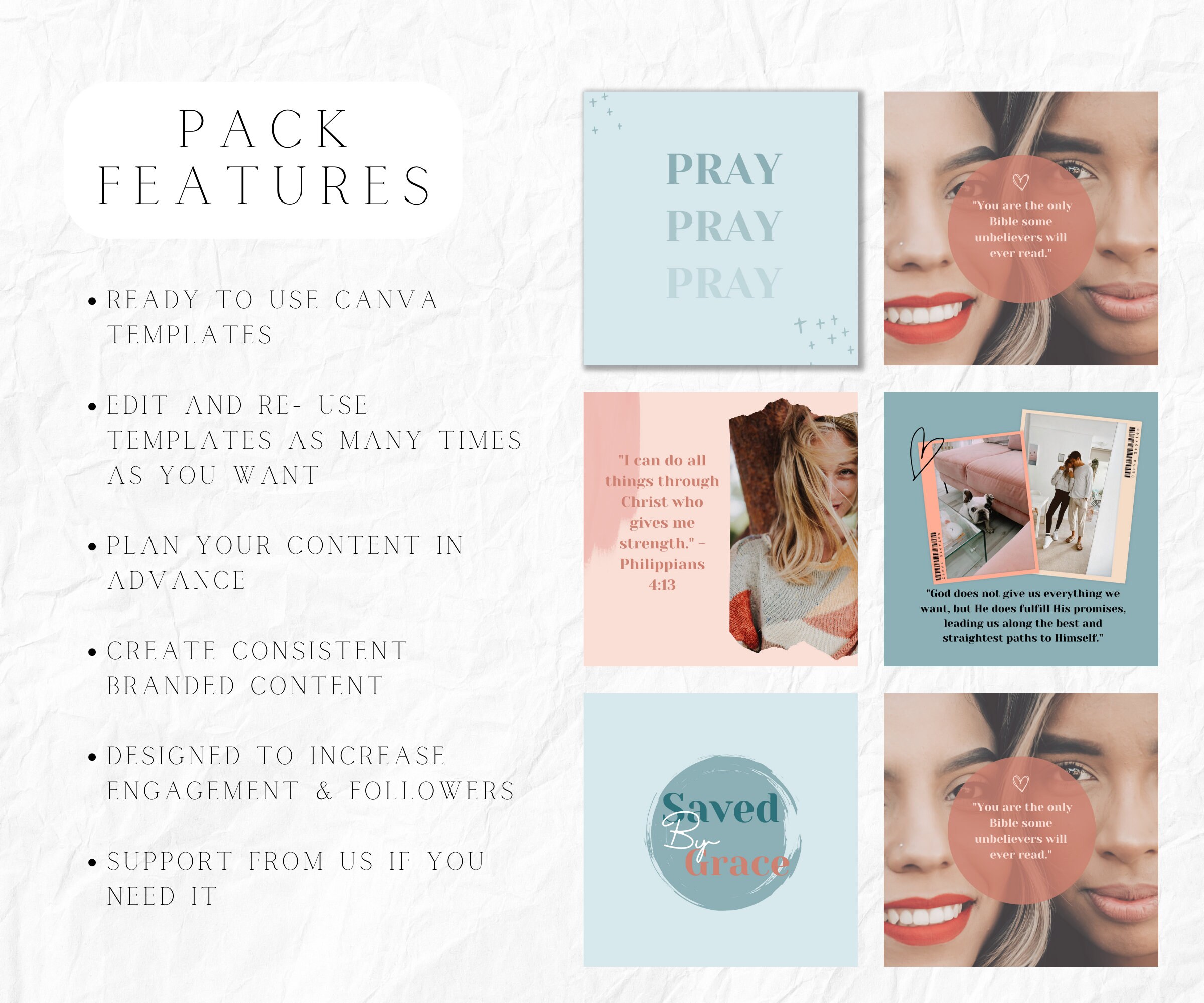 50 Instagram Post Templates Christian Church Social Media Templates ...