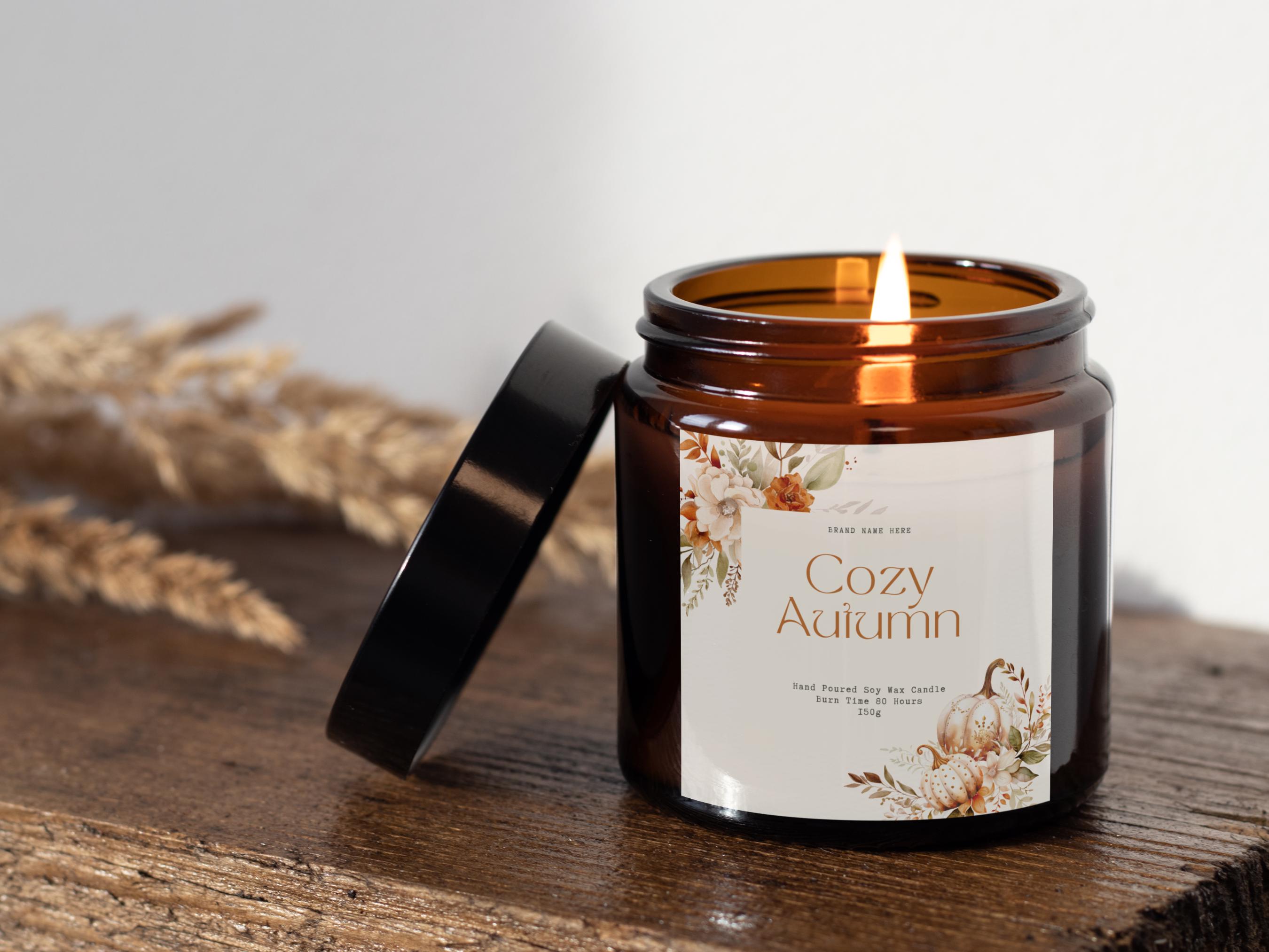 Editable Autumn Candle Label Template: DIY Pumpkin Spice Design (canva ...
