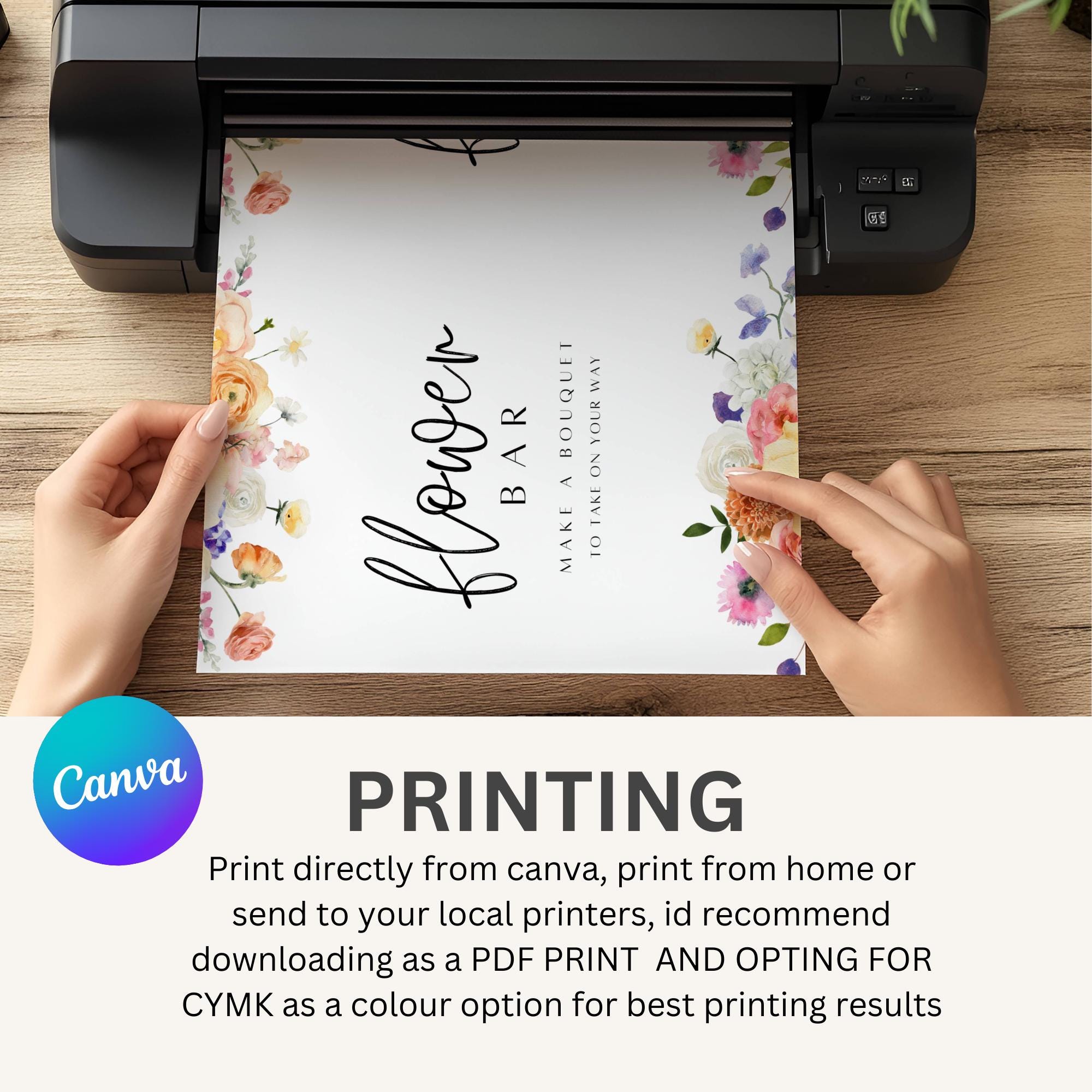 Wildflower Flower Bar Sign Template, Floral Wedding Signs, Bridal ...