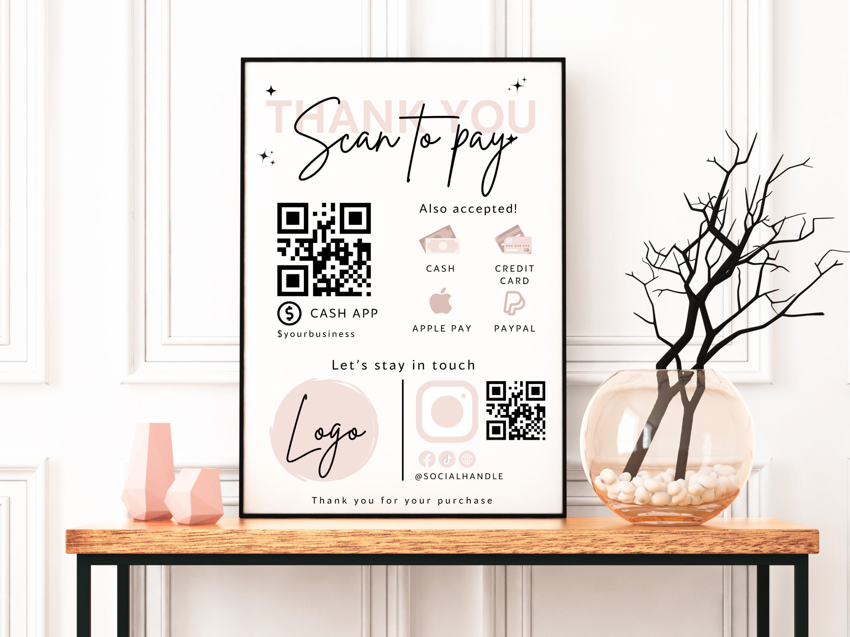 Editable QR Code Sign, Printable Payment Sign, Scan to Pay Template ...