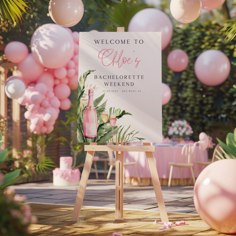 Tropical Bachelorette Welcome Sign Template, Beach Bachelorette Welcome ...