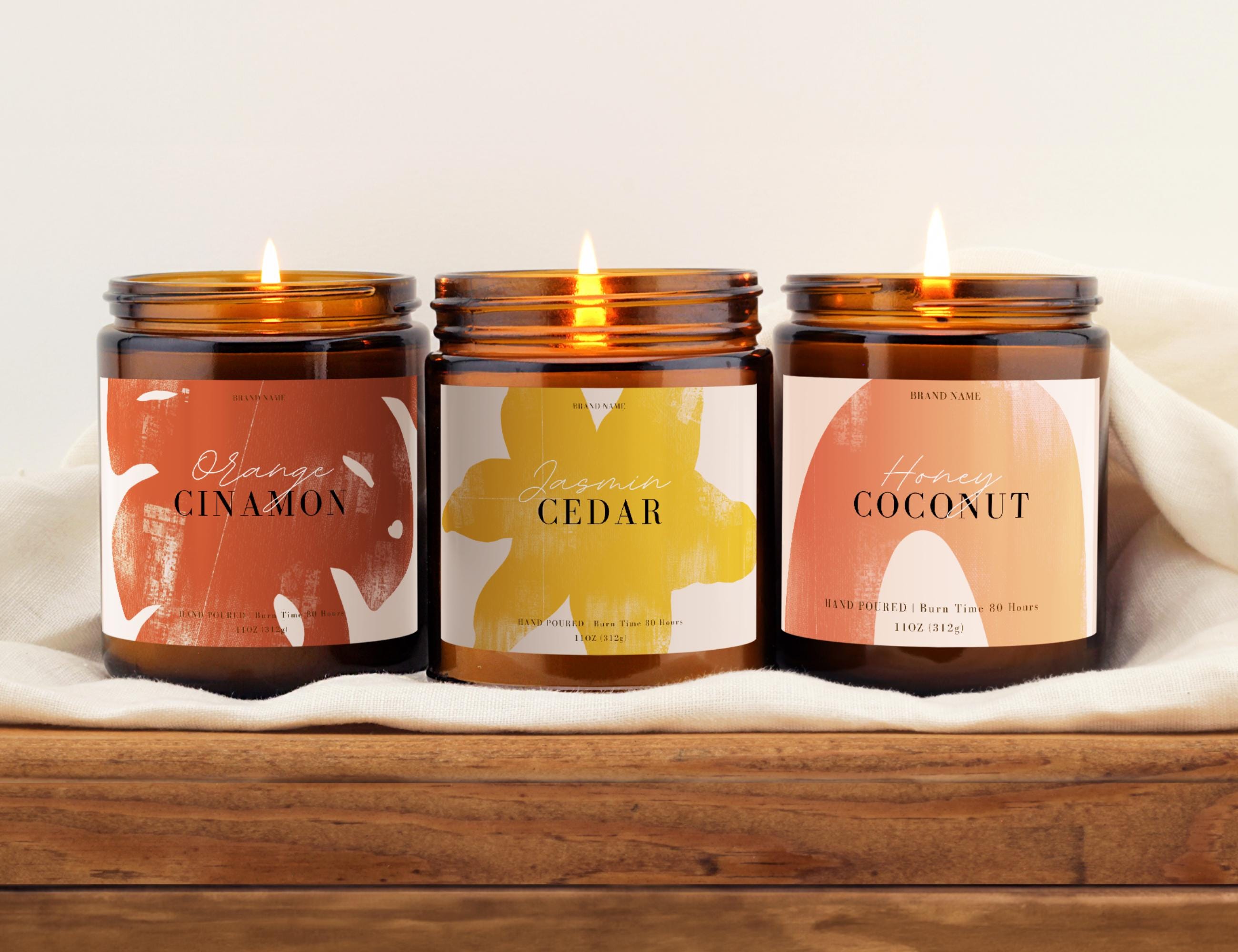 Printable Candle Label Template Canva, Boho Candle Label Design ...