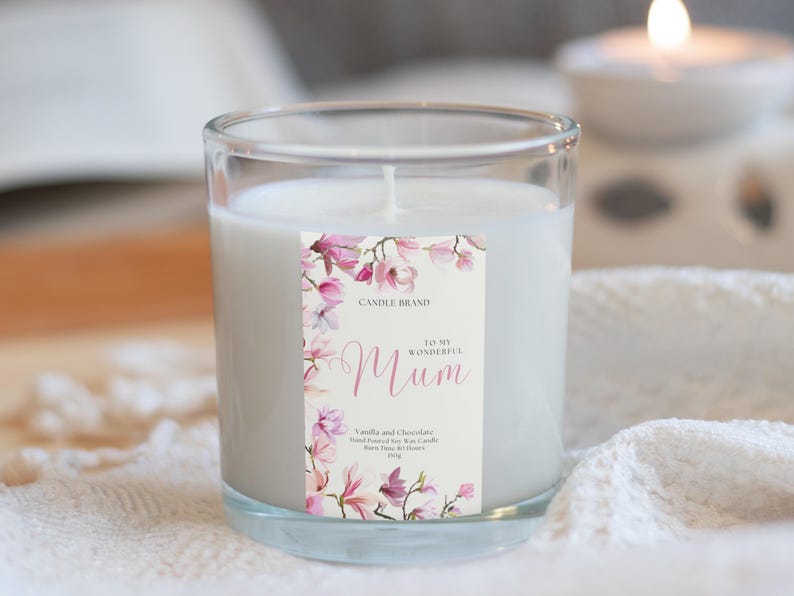 Floral Mother's Day Candle Label: Editable Template (digital Download ...