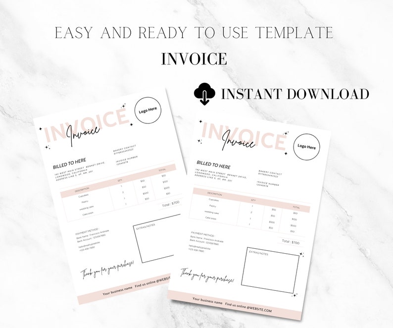 Invoice Template Editable, Small Business Custom Order Form Printable ...