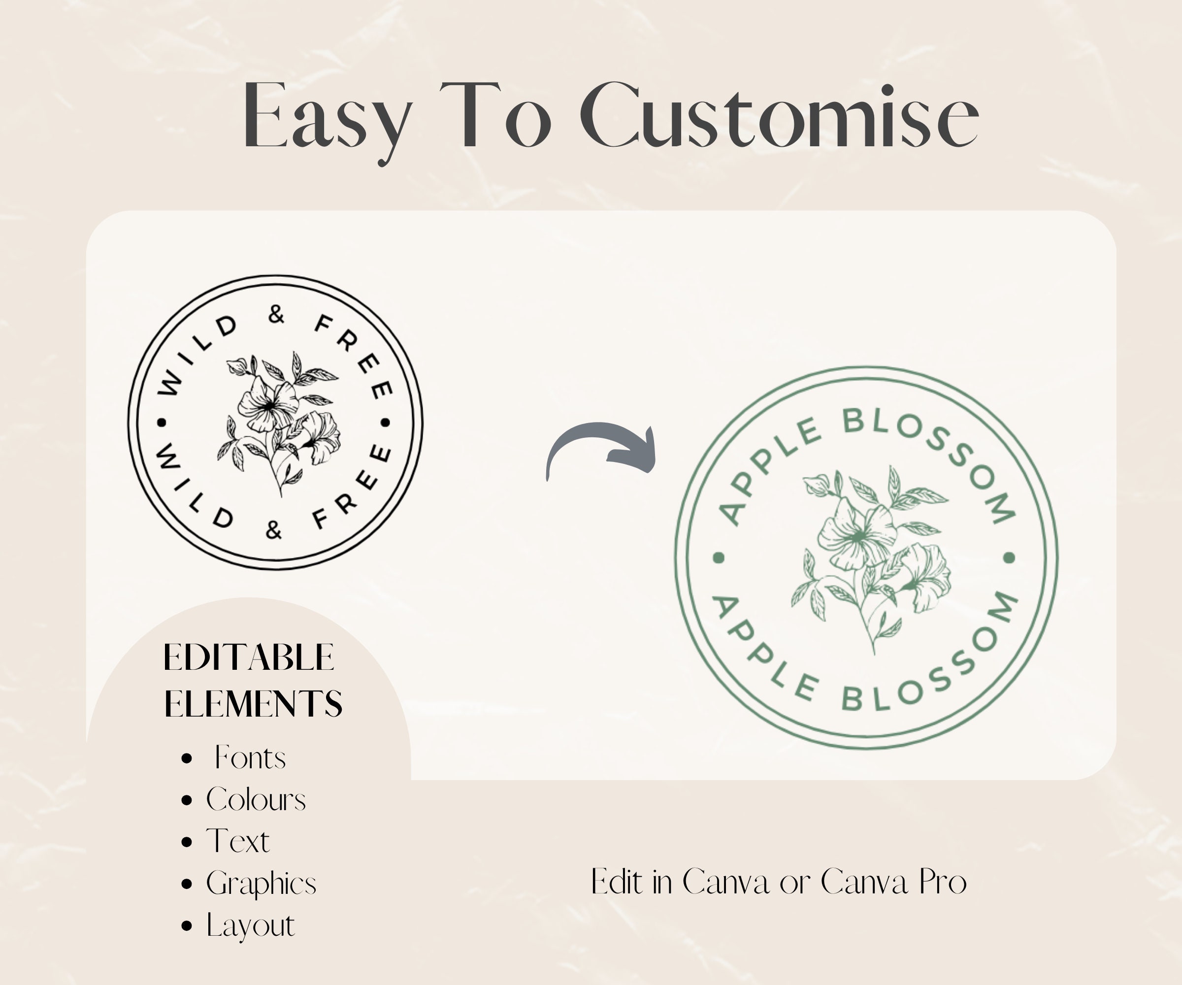 Simple Floral Logo, Hand Drawn Logo, Organic Floral Logo, Flower Logo ...