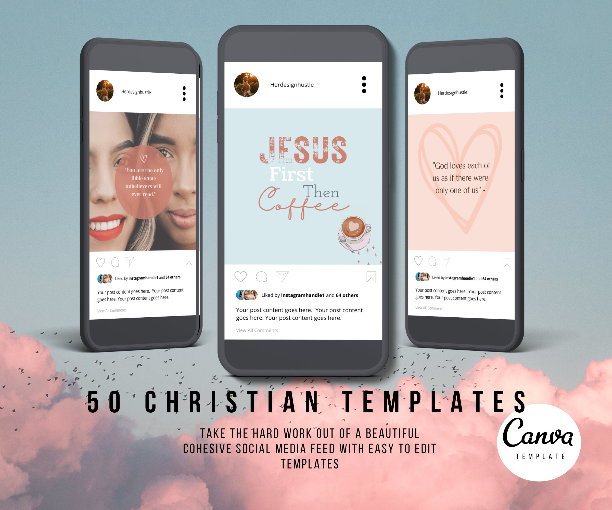 50 Instagram Post Templates Christian Church Social Media Templates ...