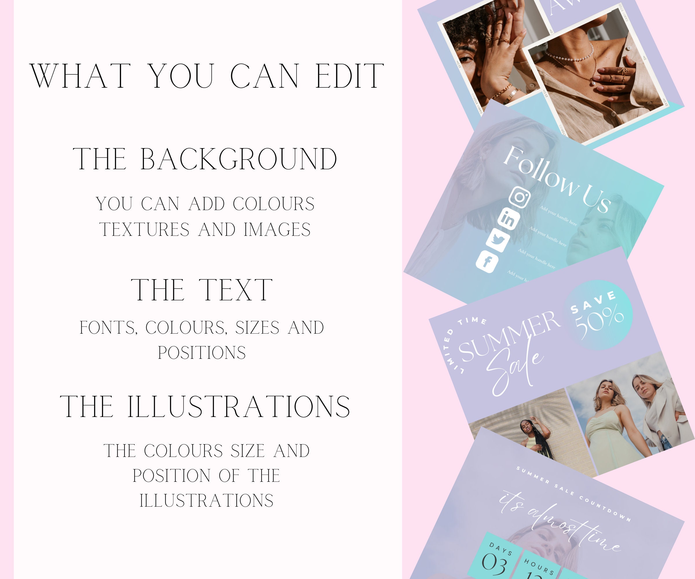 Ombre Pastel Instagram Post Templates: Editable Canva Social Media (PDF ...
