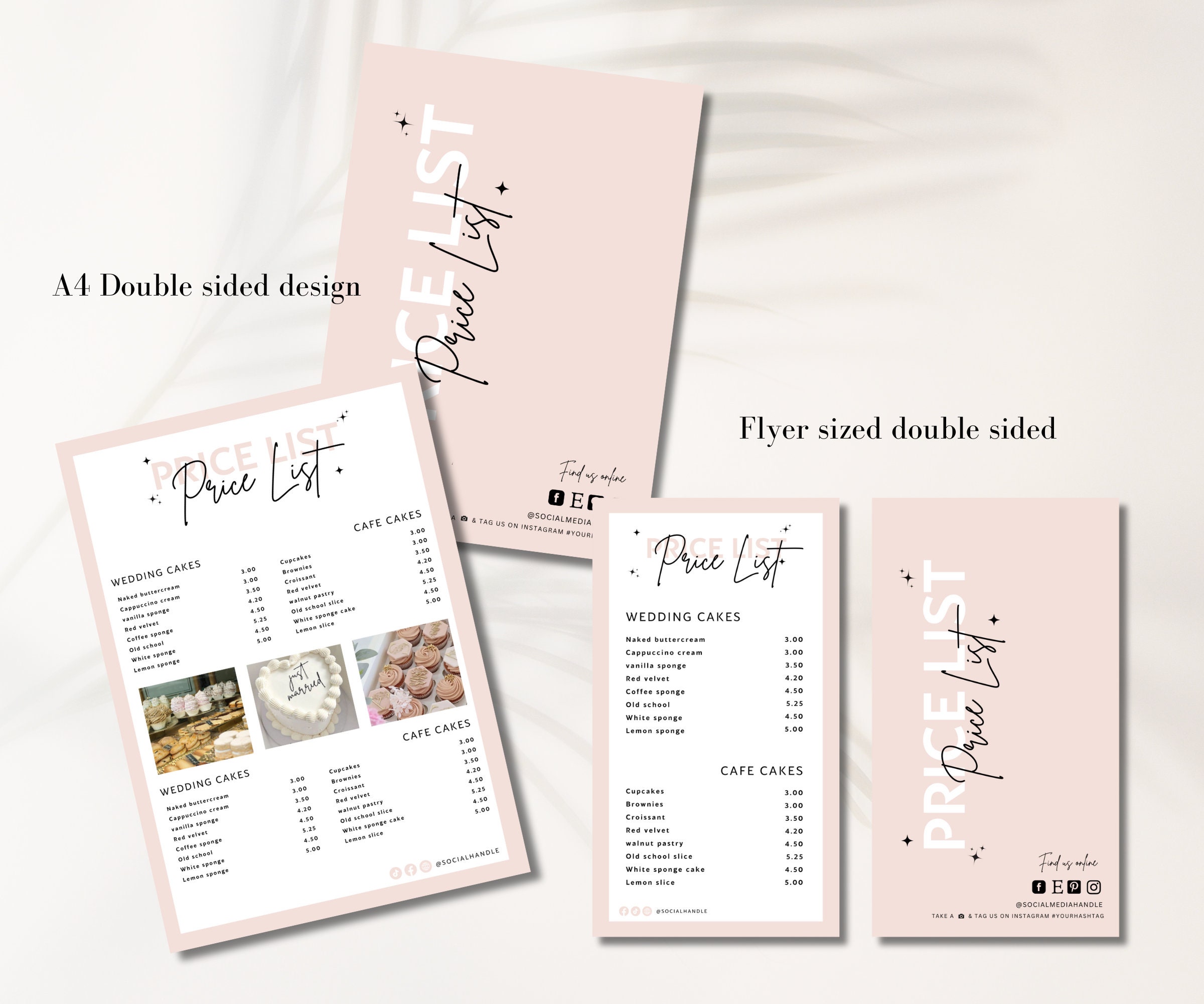 Editable Price List Template Bundle: Canva Flyer, Social Media Posts ...