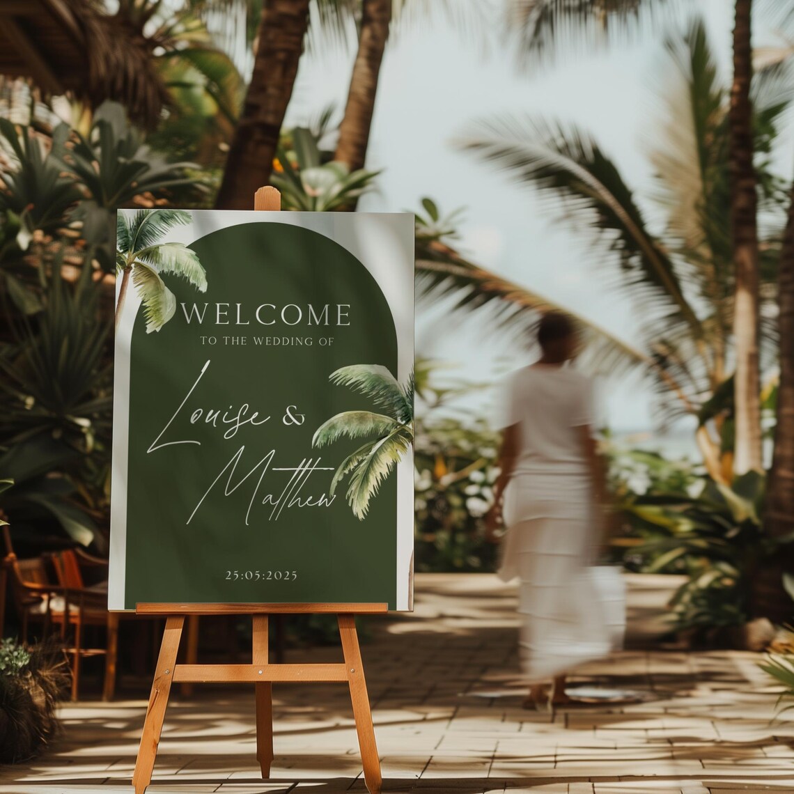 Tropical Welcome Sign Template, Green Palms Bridal Shower, Palm, Beach ...