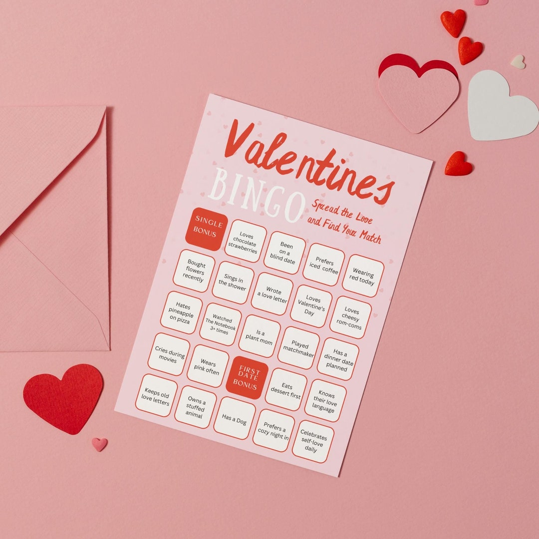Valentine's Day Bingo Game, Printable Valentines & Girls Night Party ...