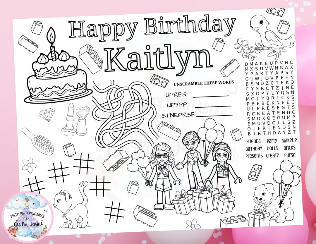 Lego Friends Coloring Placemat - Etsy