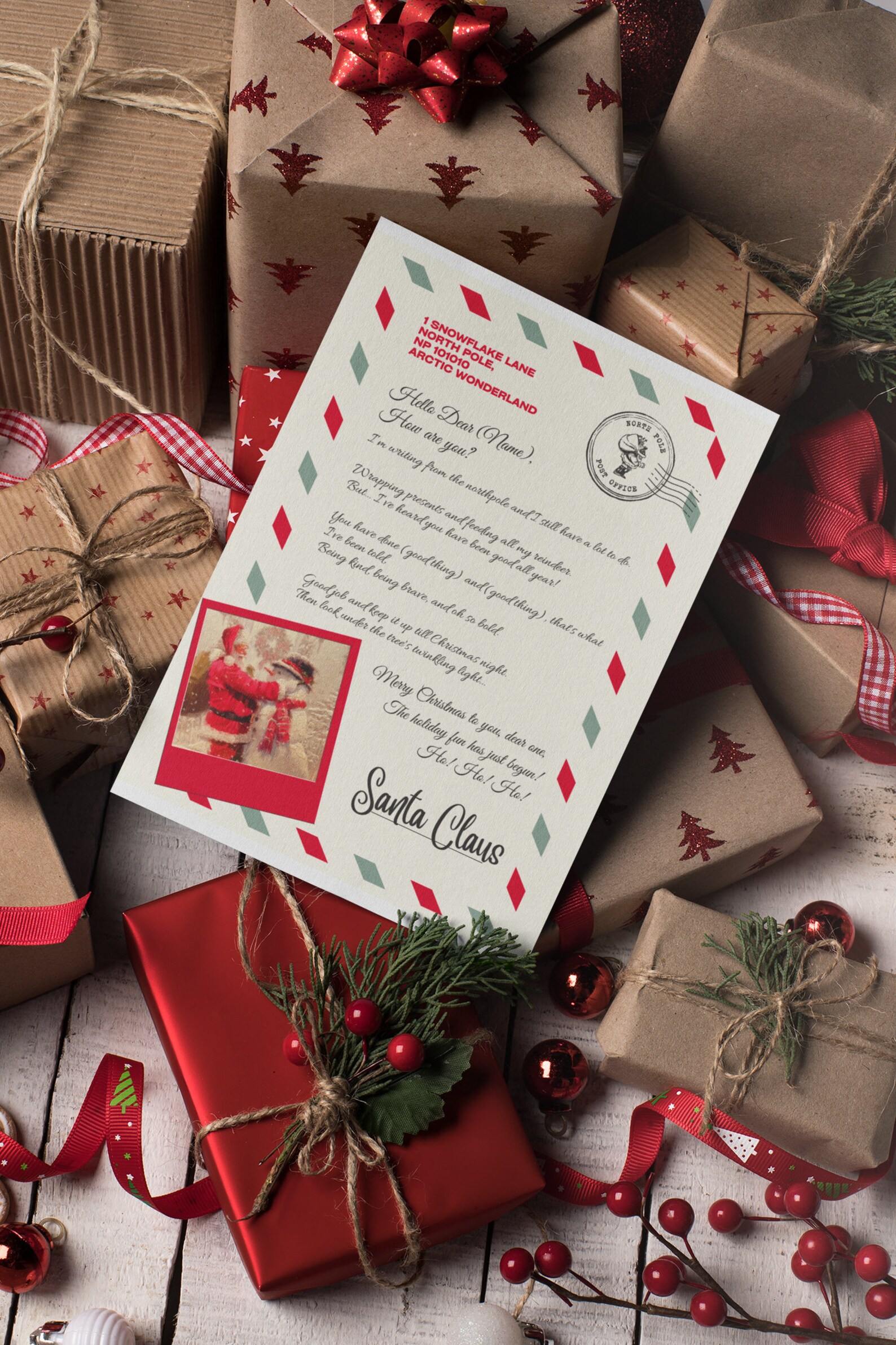 Santa Letter Rhyming Santa Letters Poem Editable Canva Template Santa ...