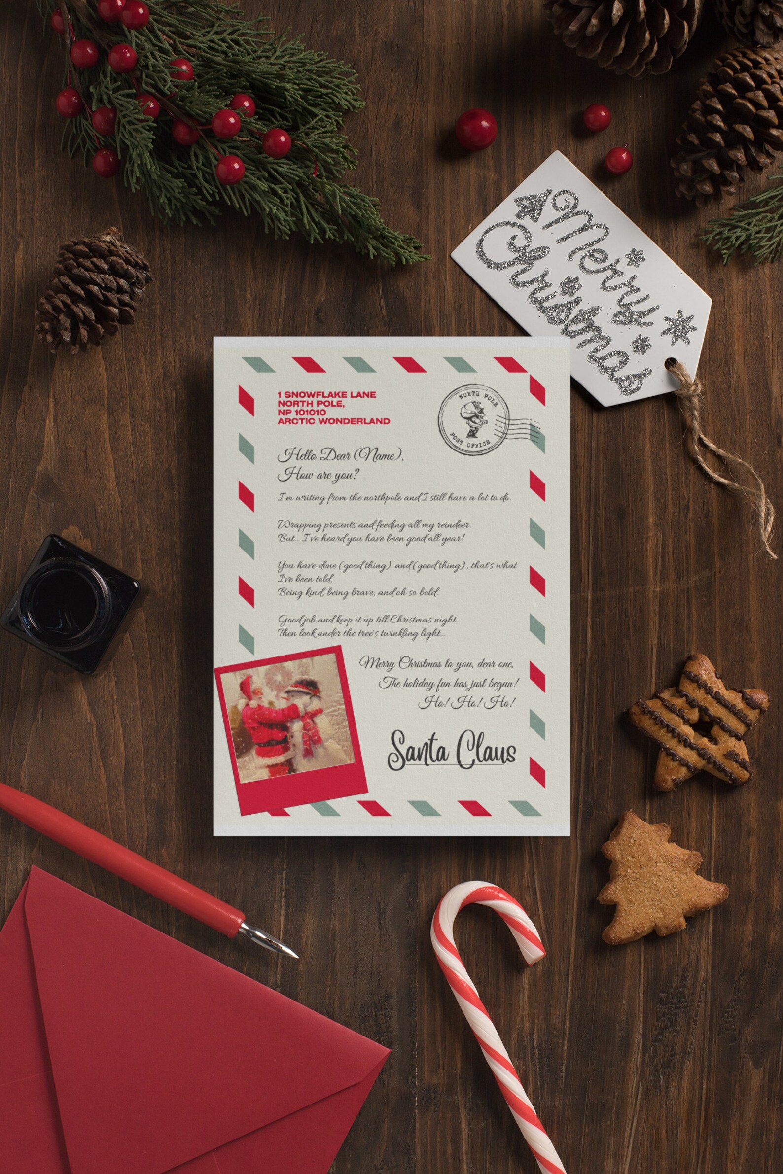 Santa Letter Rhyming Santa Letters Poem Editable Canva Template Santa ...