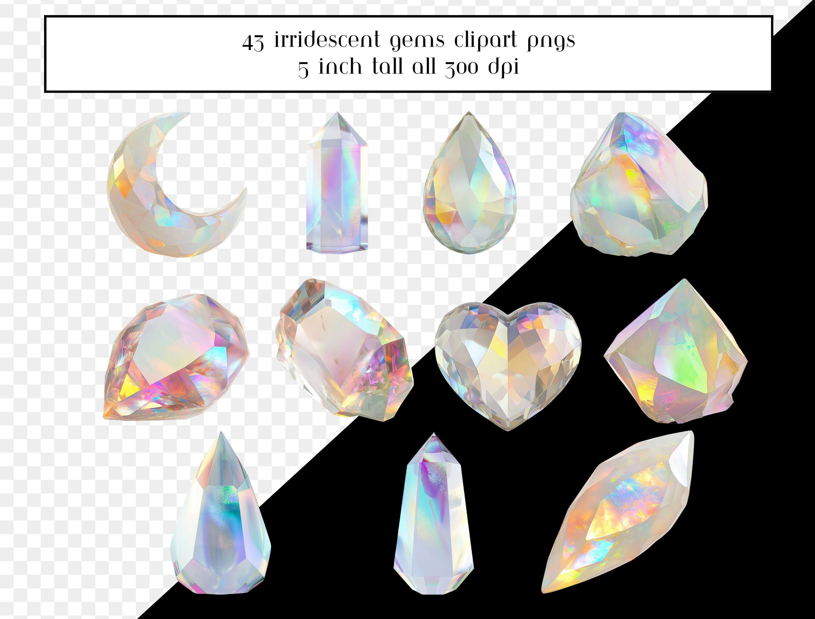 Irridescent Gem Clipart, Clear Rainbow Gem Clipart, 3d Render Crystal ...