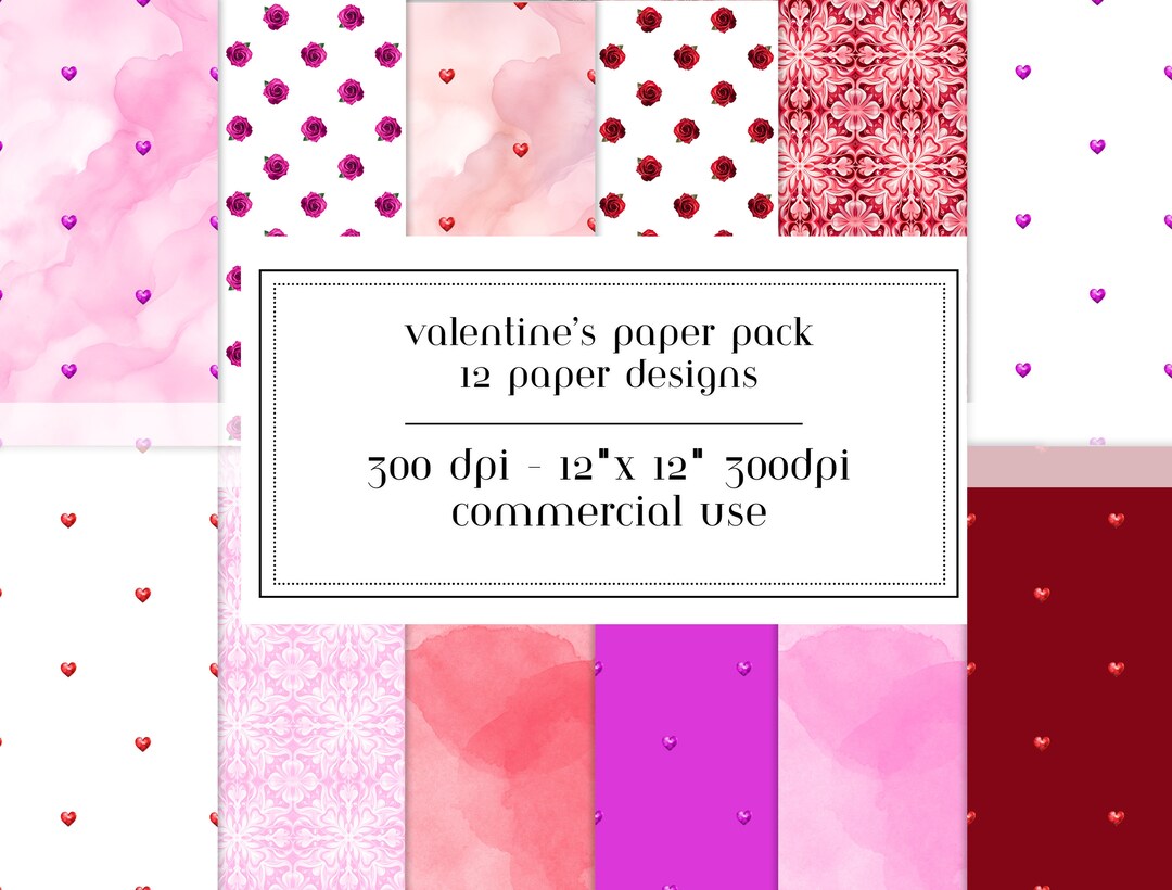 Red and Pink Valentines Digital Paper Clipart, Red and Pink Valentines ...