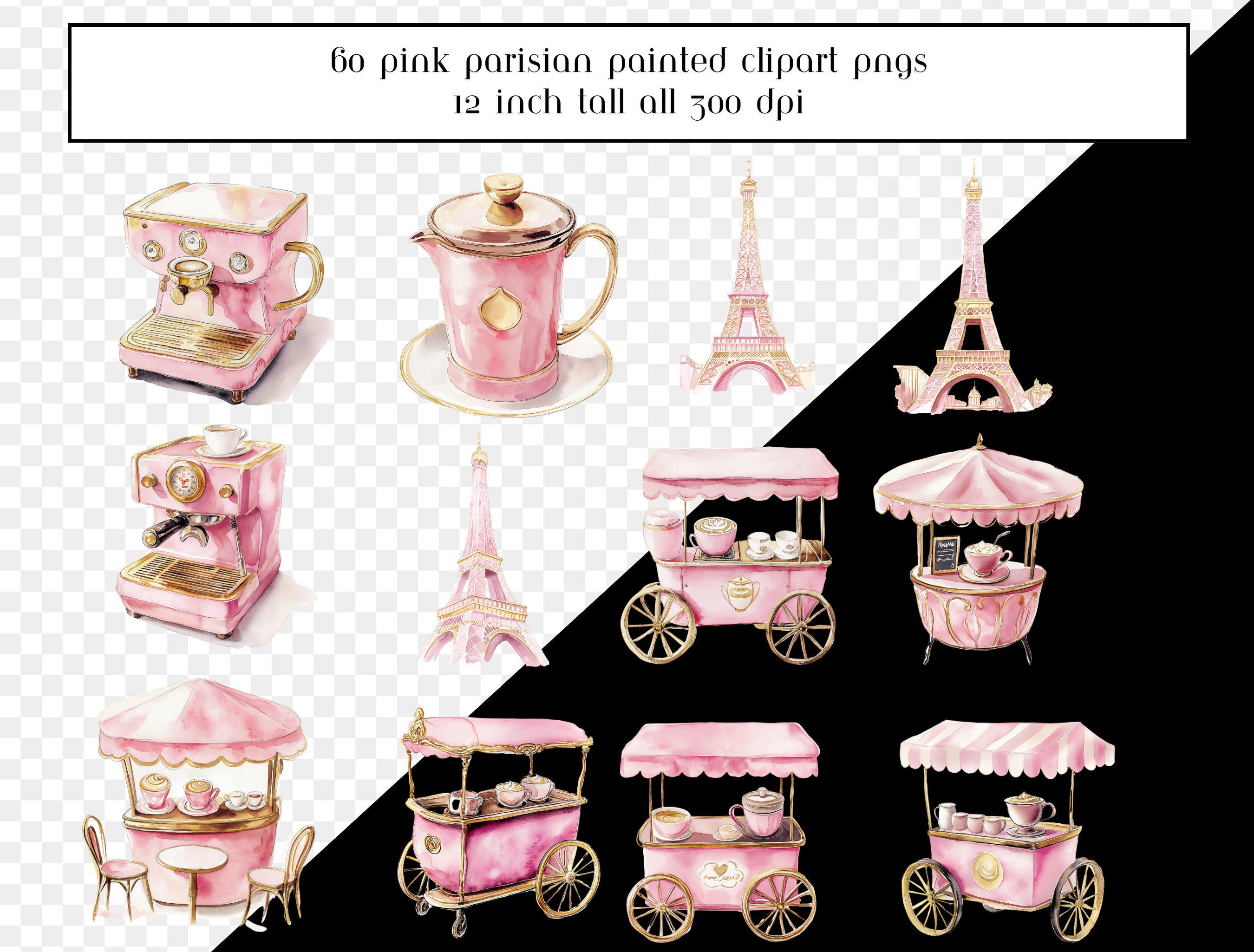 Pink Parisian Coffee Shop, Paris Coffee Clipart, Watercolor Parisian ...