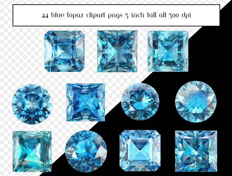 Blue Topaz Clipart, Topaz Birthstone Clipart, 3d Render Topaz, Blue ...