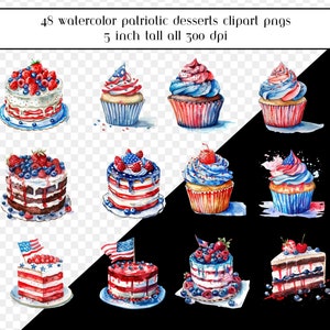 Patriotic Desserts Clipart, Patriotic Party Clipart, Fourth of July ...
