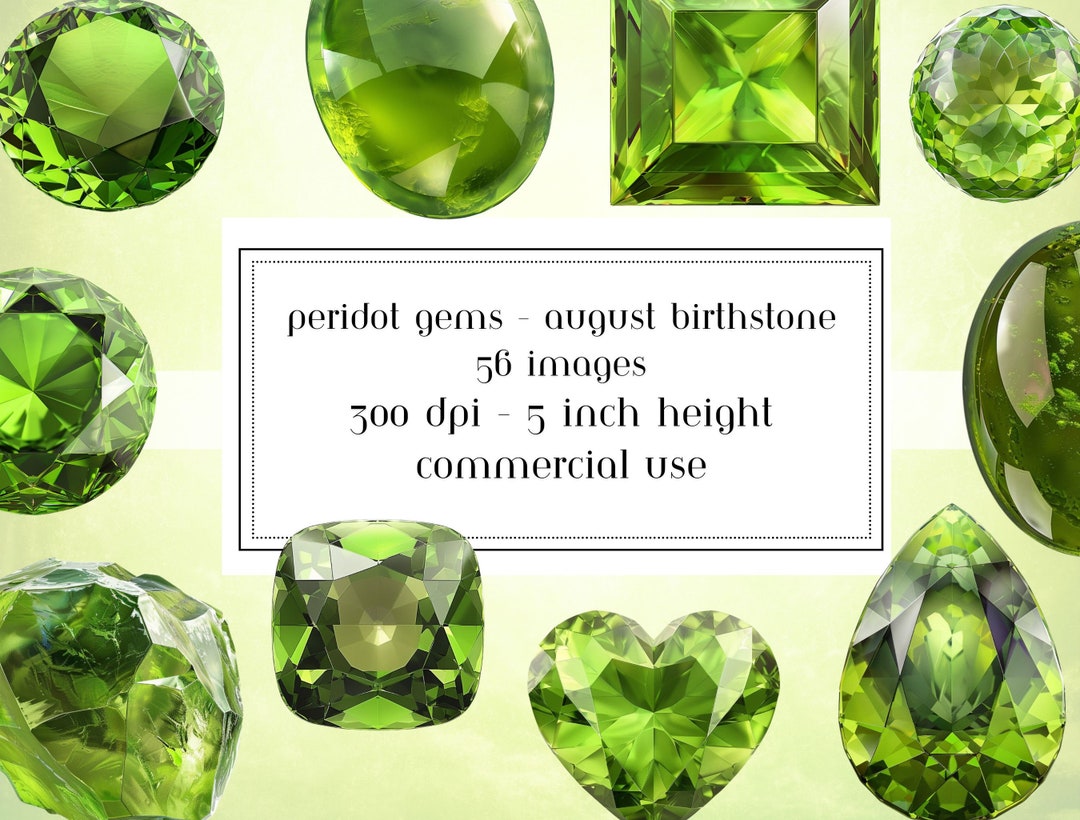 Peridot Gems Clipart, August Birthstone Clipart, 3d Render Peridot ...