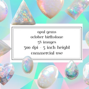 Opal Gems Clipart, Opal Birthstone Clipart, 3d Render Opals, Opal Gem ...
