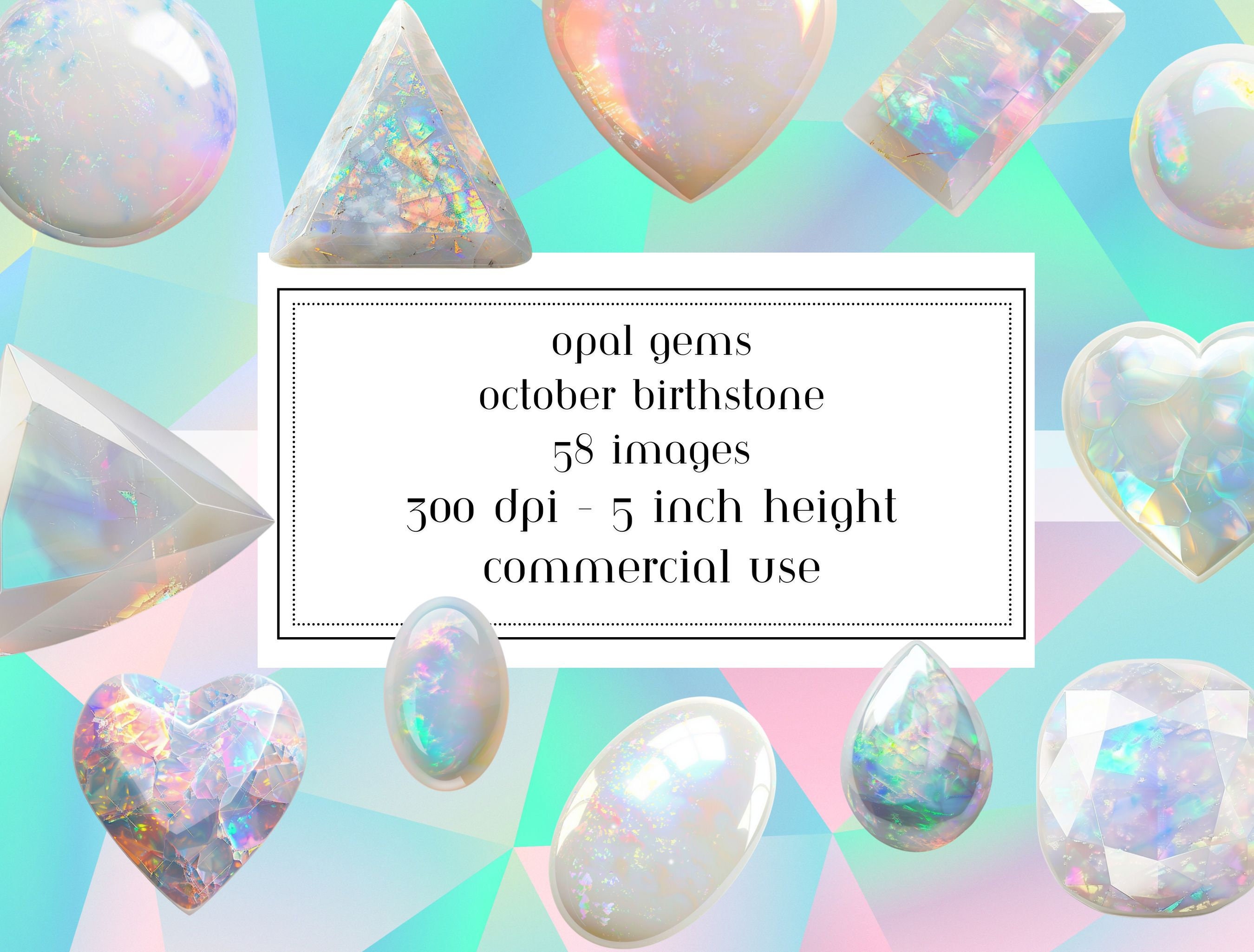 Opal Gems Clipart, Opal Birthstone Clipart, 3d Render Opals, Opal Gem ...