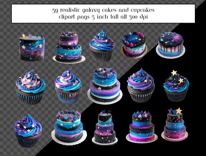 Galaxy Dessert Clipart, Galaxy Cakes and Cupcakes, Galaxy Party ...