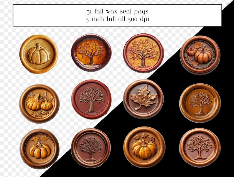 Fall Wax Seal Clipart, Autumn Wax Seals, Realistic Wax Seal Graphics ...