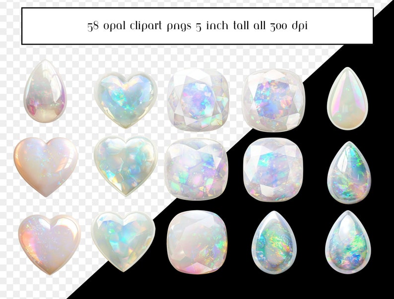 Opal Gems Clipart, Opal Birthstone Clipart, 3d Render Opals, Opal Gem ...