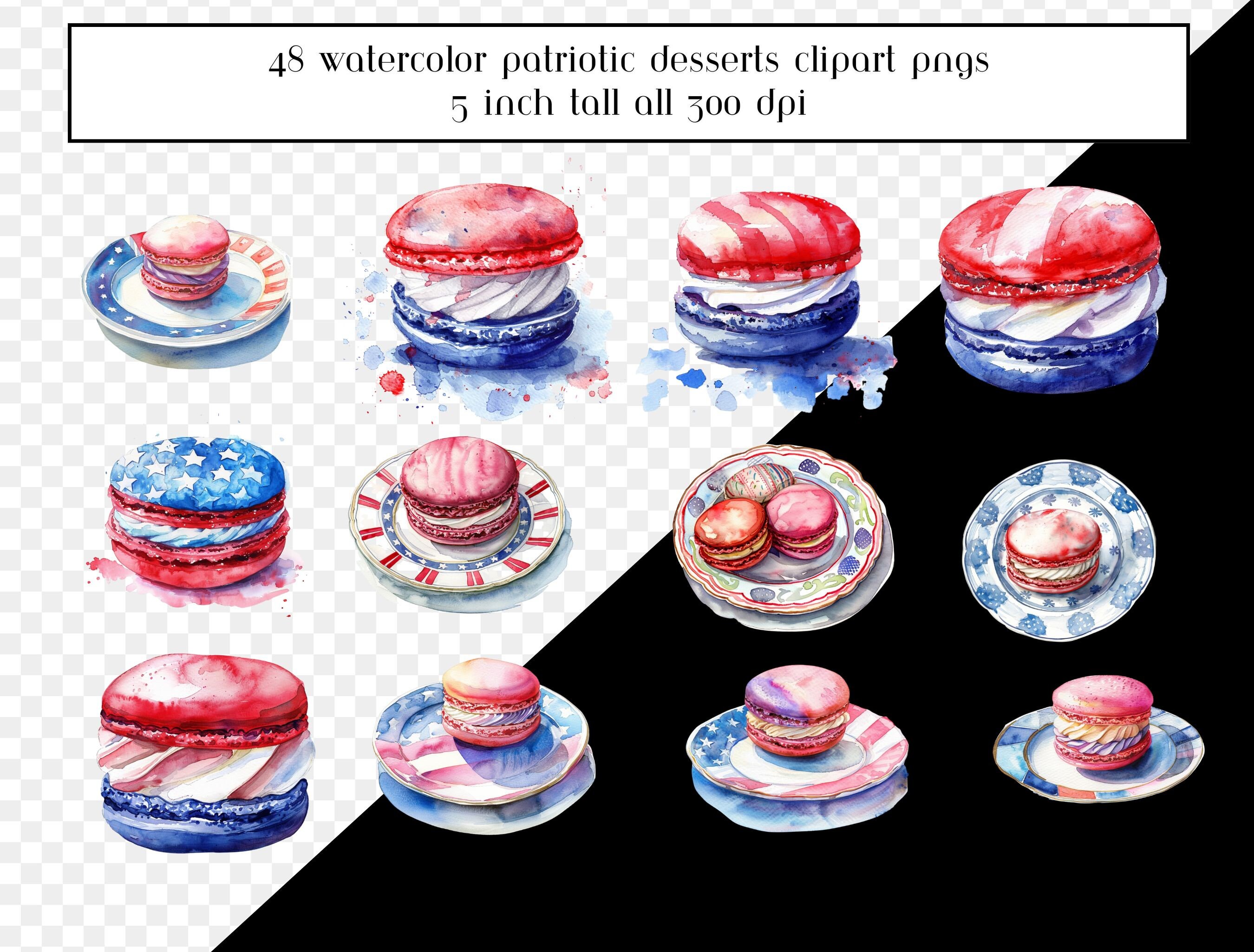 Patriotic Desserts Clipart, Patriotic Party Clipart, Fourth of July ...