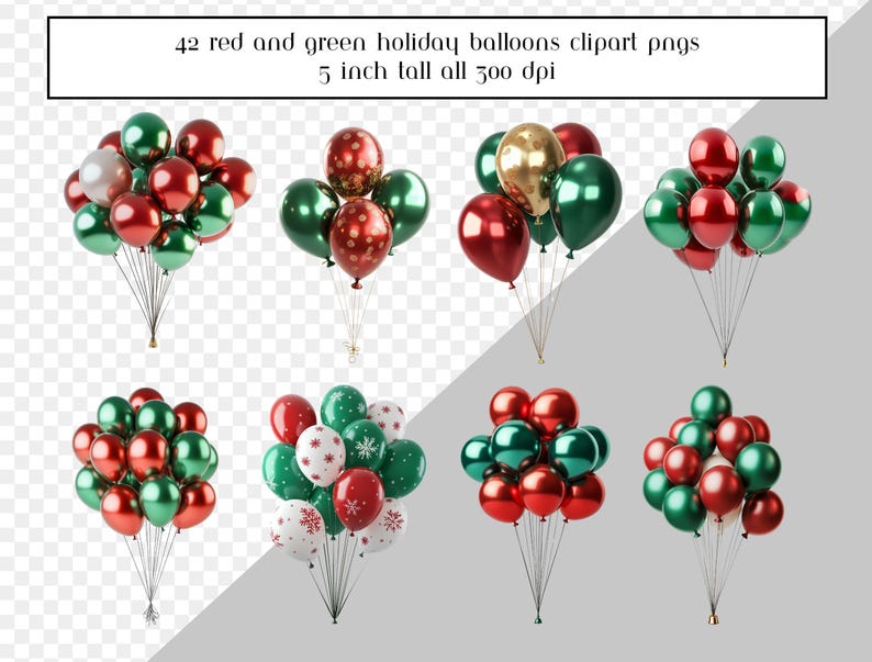 Balloon Clipart, Christmas Balloon Clipart, Holiday Party Clipart ...