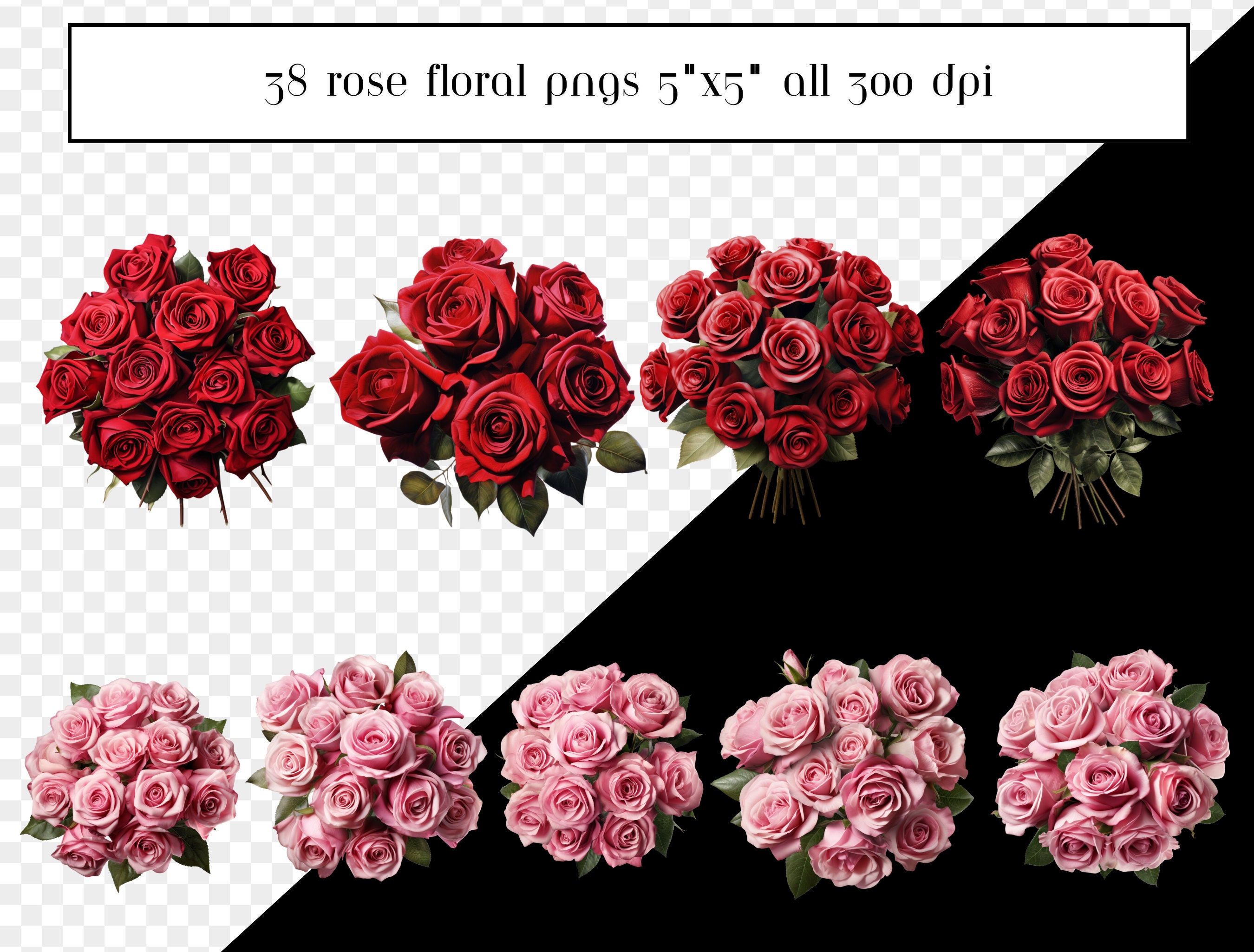 Red and Pink Rose Clipart, Red and Pink Roses, Realistic Rose Clipart ...