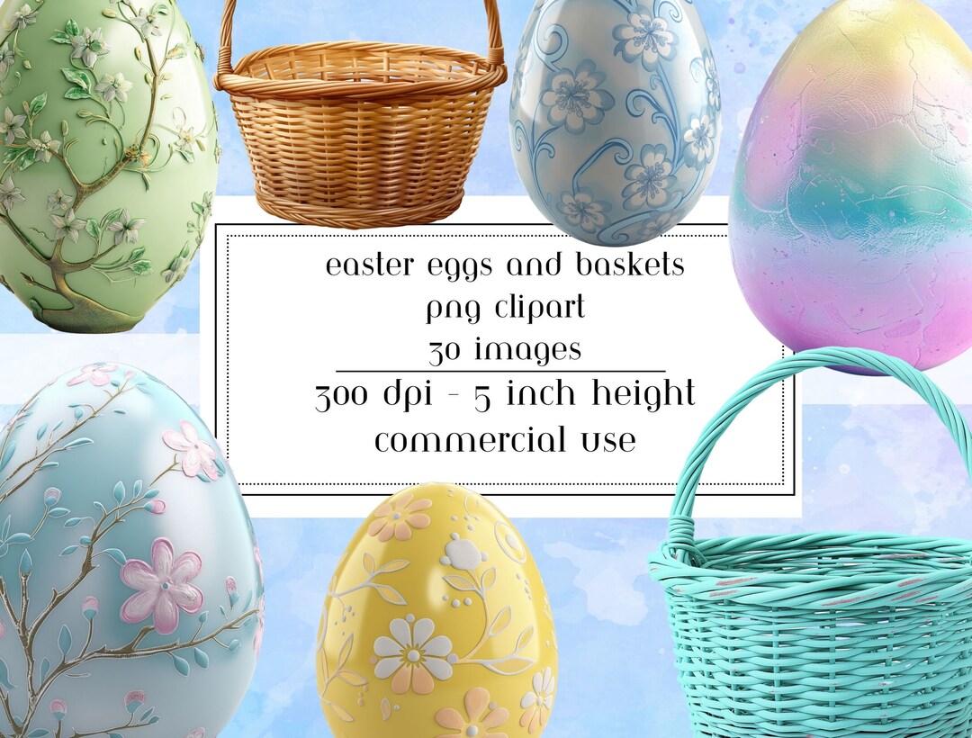 Realistic Easter Egg Clipart, Pastel Easter Egg Graphics, Easter Basket ...