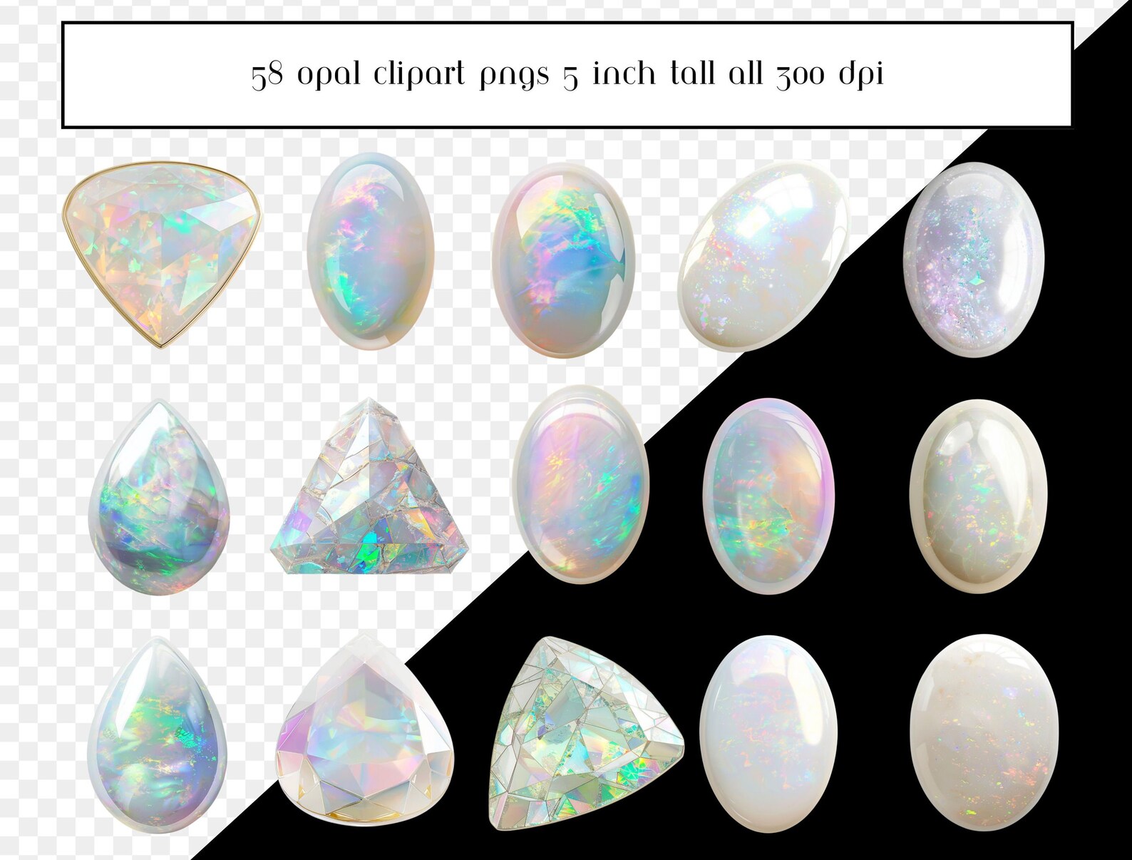 Opal Gems Clipart, Opal Birthstone Clipart, 3d Render Opals, Opal Gem ...