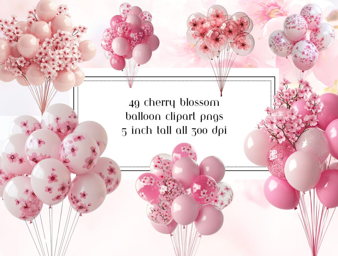 Cherry Blossom Clipart, Pink Cherry Blossom Balloons, Cherry Blossom ...