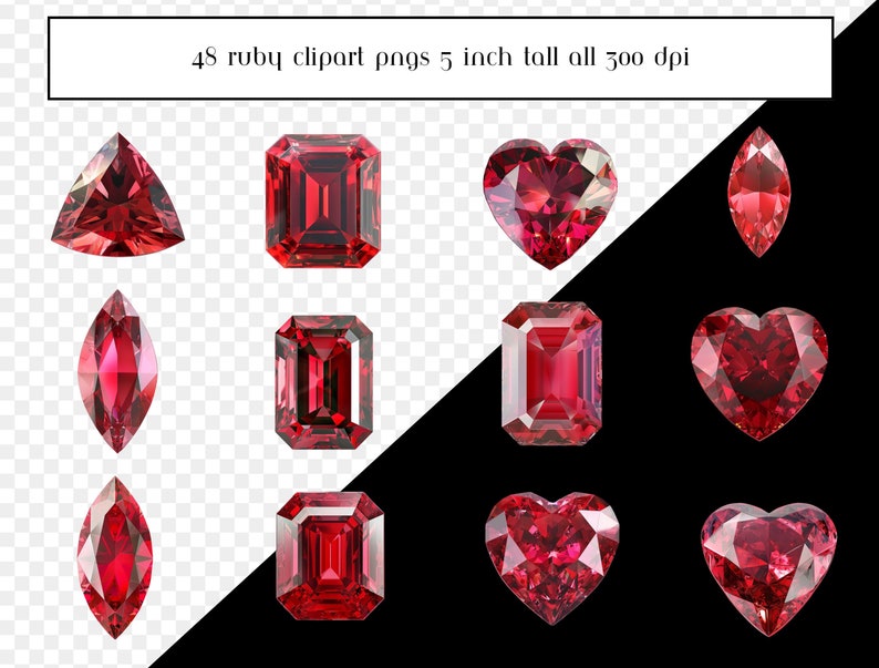Ruby Gems Clipart, Rubies Birthstone Clipart, 3d Render Rubies, Ruby ...