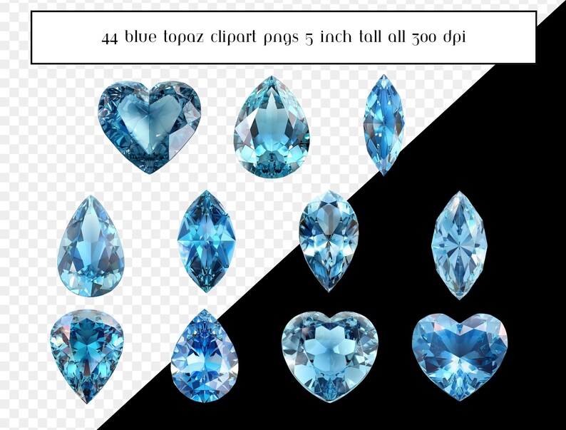 Blue Topaz Clipart, Topaz Birthstone Clipart, 3d Render Topaz, Blue ...