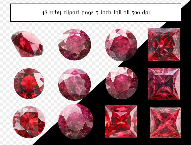 Ruby Gems Clipart, Rubies Birthstone Clipart, 3d Render Rubies, Ruby ...