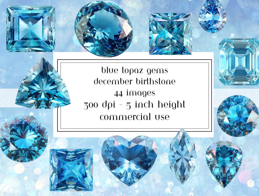 Blue Topaz Clipart, Topaz Birthstone Clipart, 3d Render Topaz, Blue ...