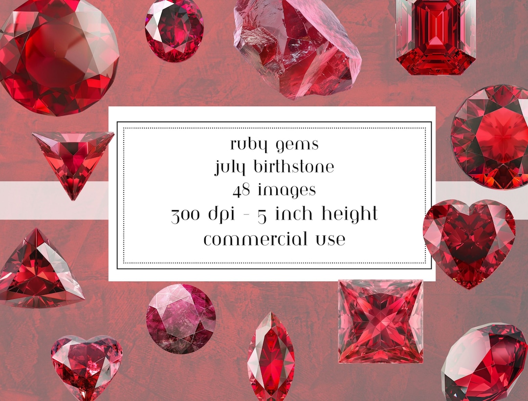 Ruby Gems Clipart, Rubies Birthstone Clipart, 3d Render Rubies, Ruby ...
