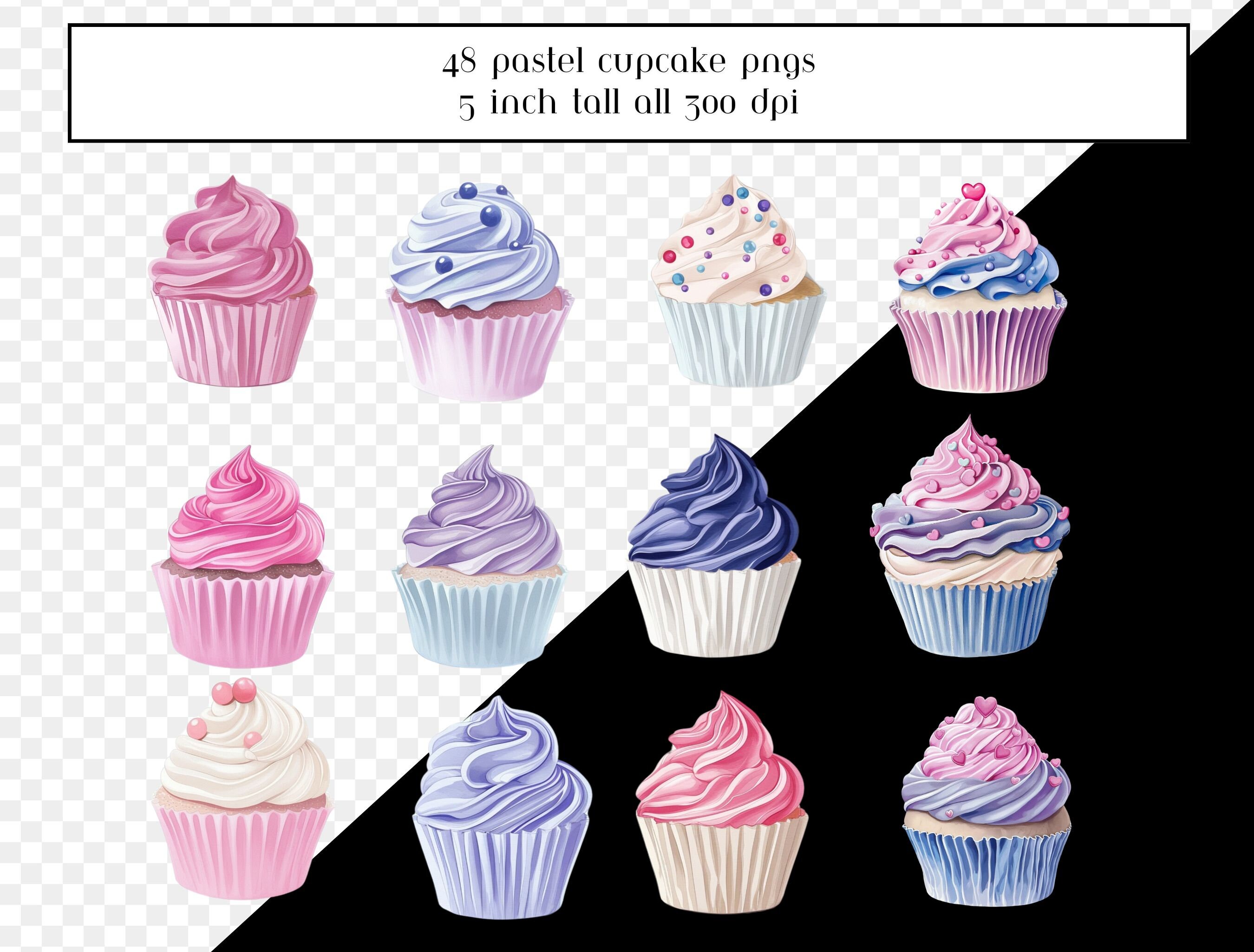 Watercolor Cupcake Clipart, Pastel Pink Purple and Blue Cupcakes ...