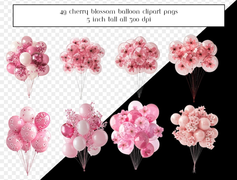 Cherry Blossom Clipart, Pink Cherry Blossom Balloons, Cherry Blossom ...