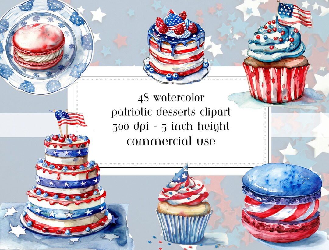 Patriotic Desserts Clipart, Patriotic Party Clipart, Fourth of July ...