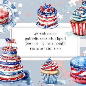 Patriotic Desserts Clipart, Patriotic Party Clipart, Fourth of July ...