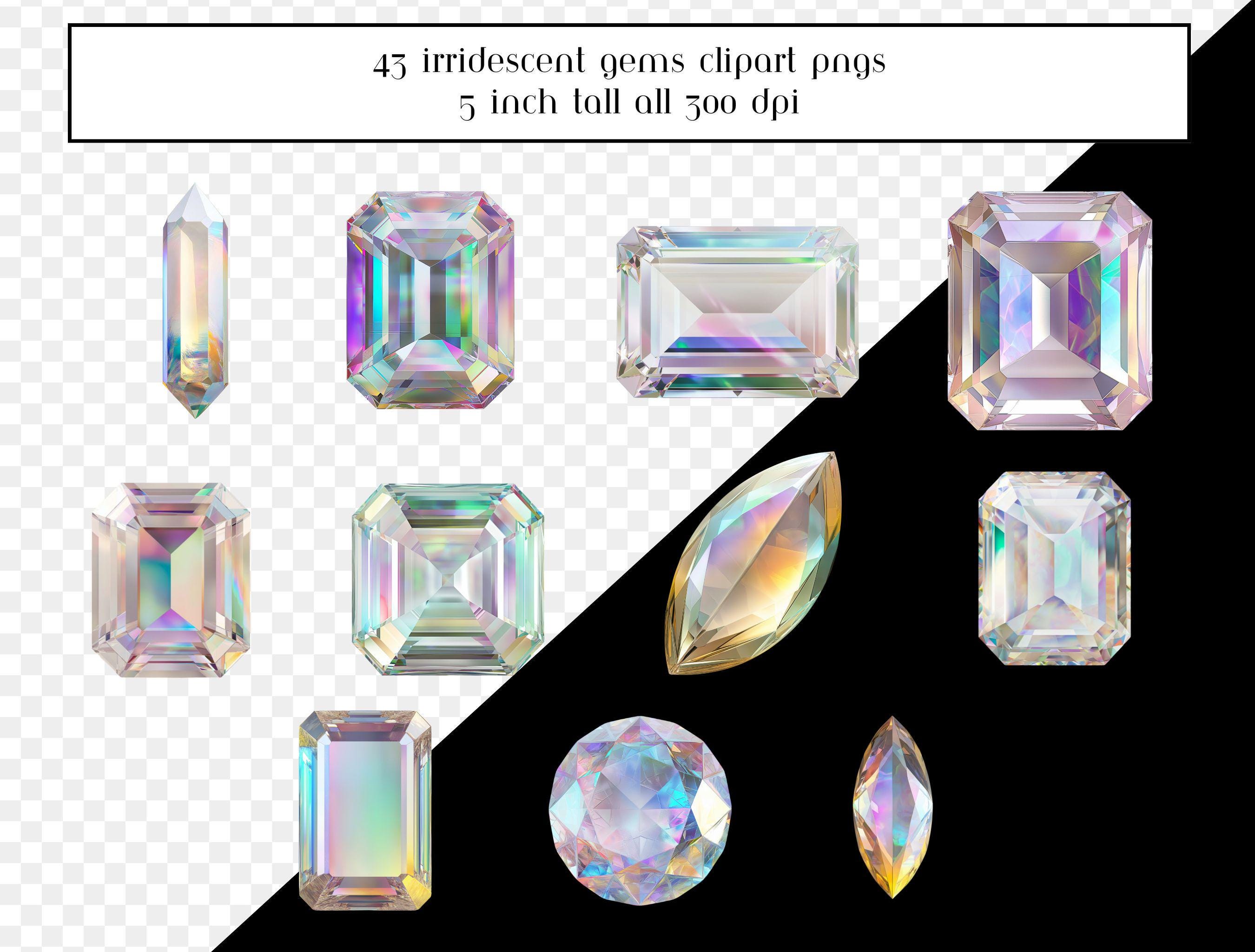 Irridescent Gem Clipart, Clear Rainbow Gem Clipart, 3d Render Crystal ...