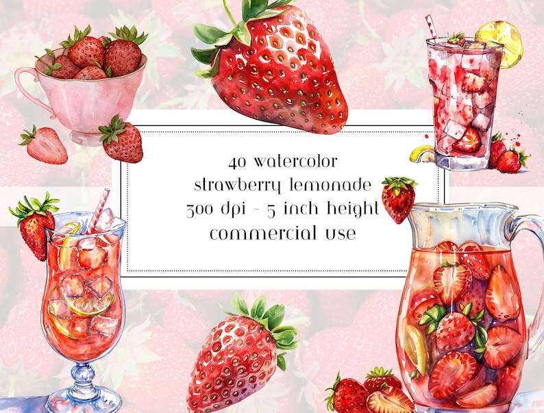 Strawberry Lemonade Clipart, Strawberries Clipart, Strawberry Graphics ...